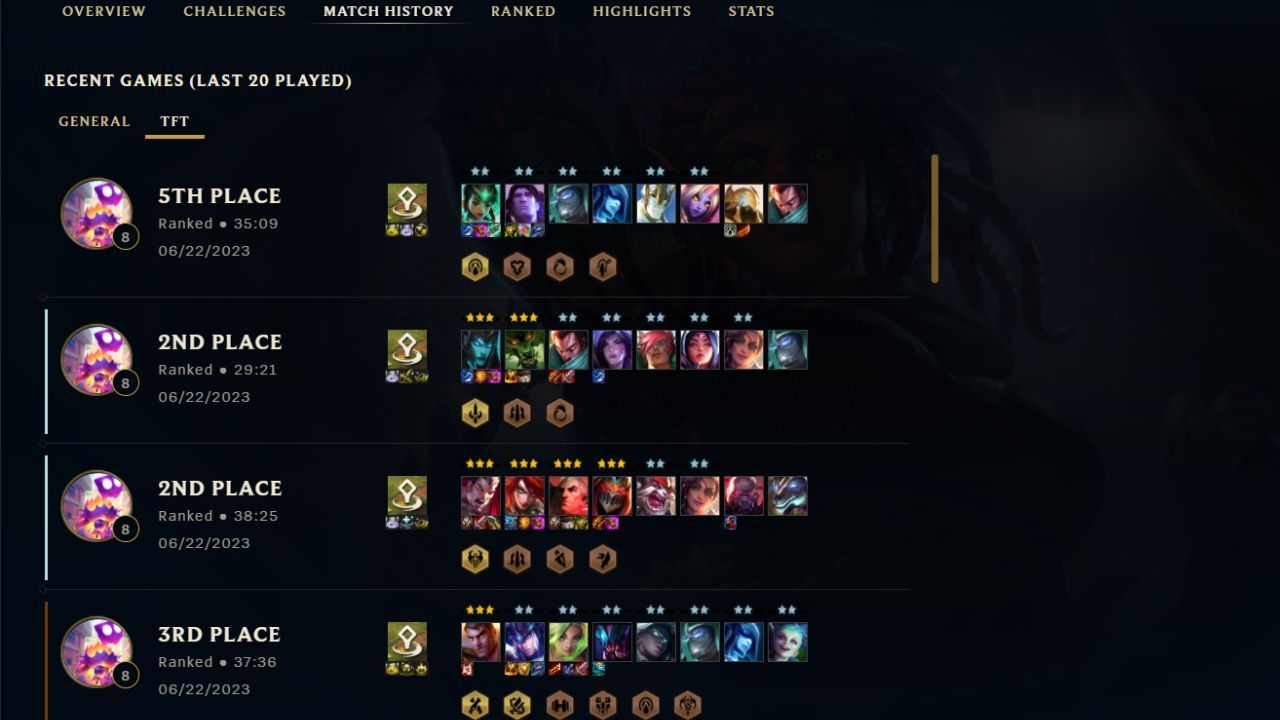 Where Can You Find Your Teamfight Tactics TFT Match History TRN